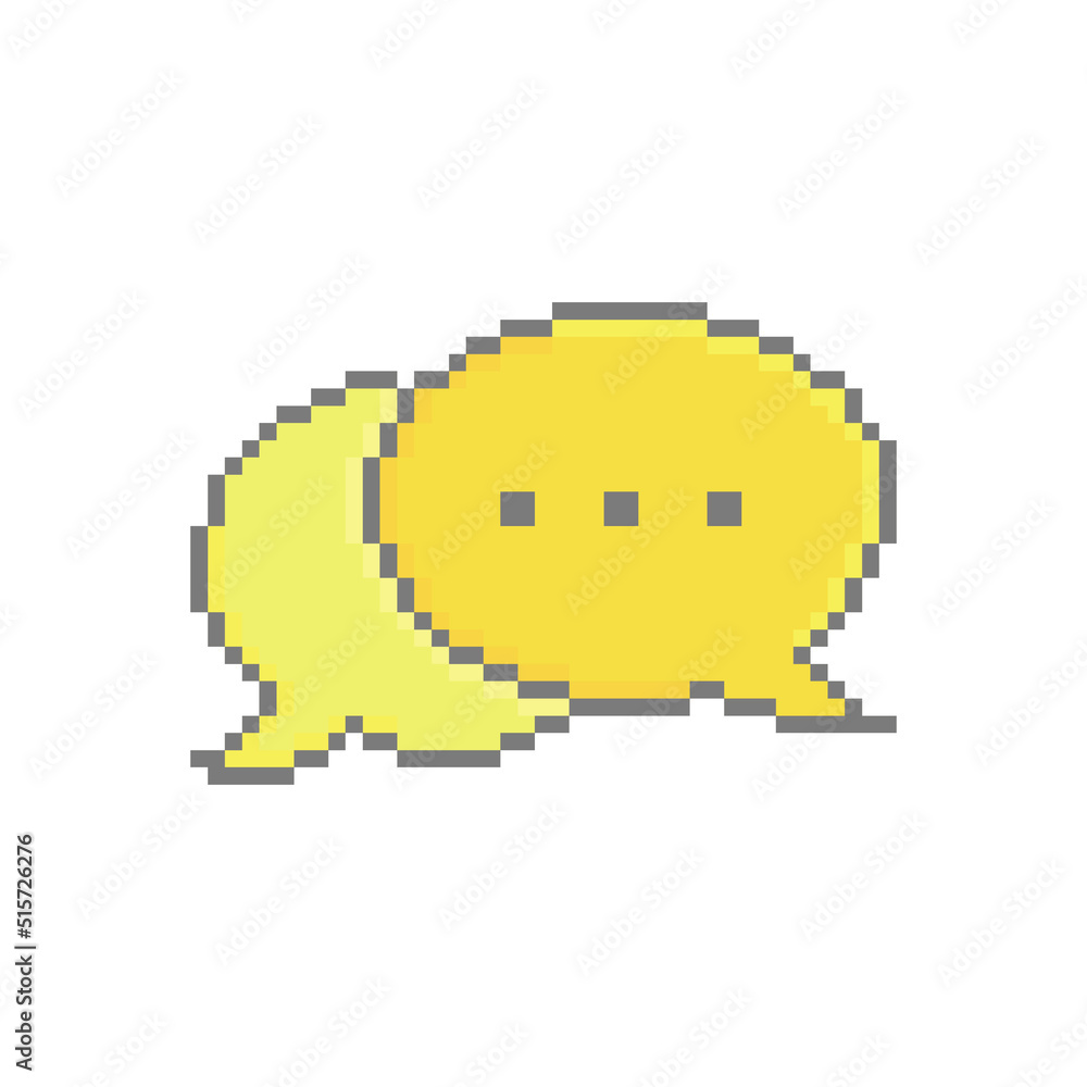 Chat dots bubbles vector icon. Social network pixel art icon. 8 bit ...