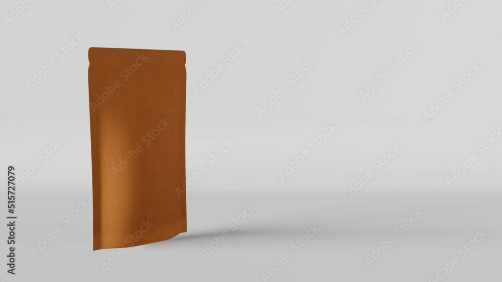 Rotating paper pouch bag mockup white background 3D animation ...