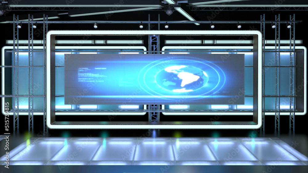 Virtual TV Studio Set. Green screen background. 3d Rendering. Virtual ...
