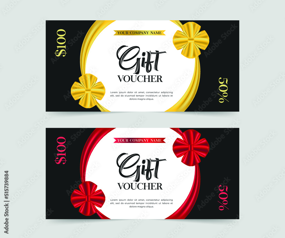 Realistic lovely gift voucher template. elegant template for gift ...