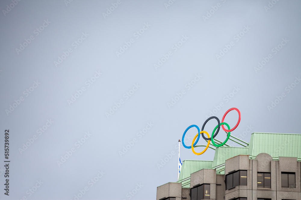 MONTREAL, CANADA - NOVEMBER 7, 2018: Olympic symbol (also known as ...