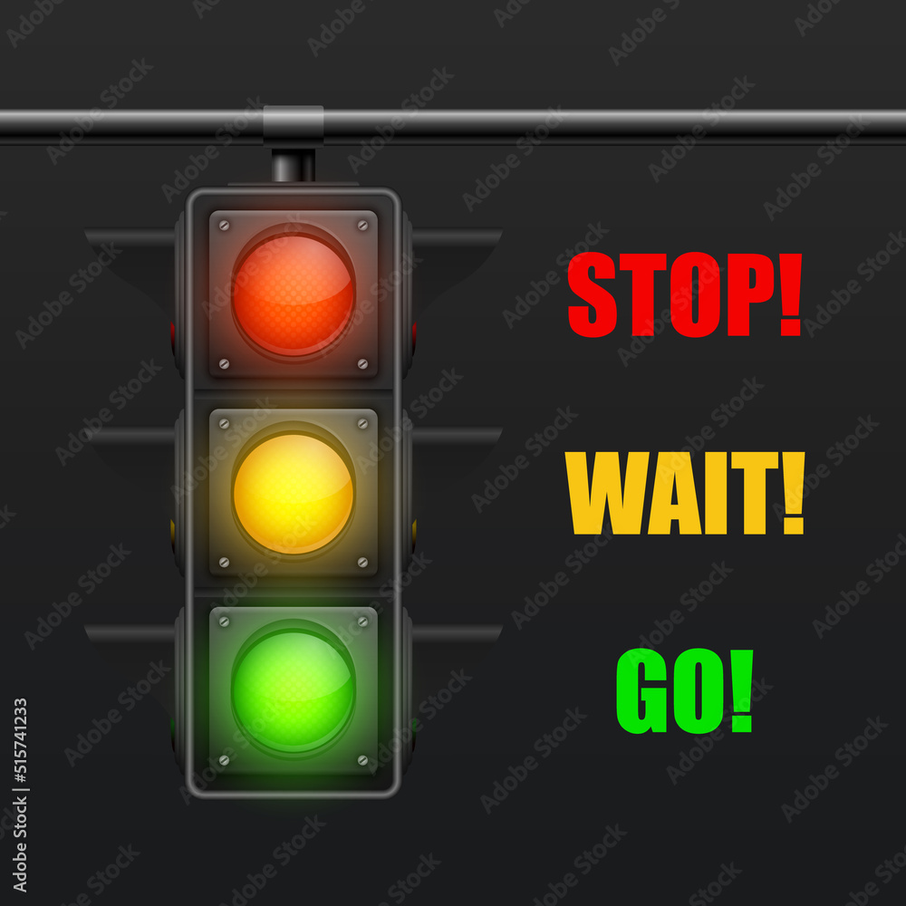 Vector 3d Realistic Detailed Road Traffic Lights Isolated on Black ...