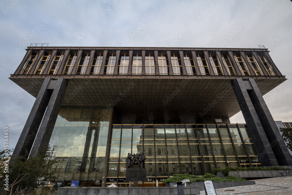 PRAGUE, CZECHIA - NOVEMBER 2, 2019: Main facade of the New Building of ...
