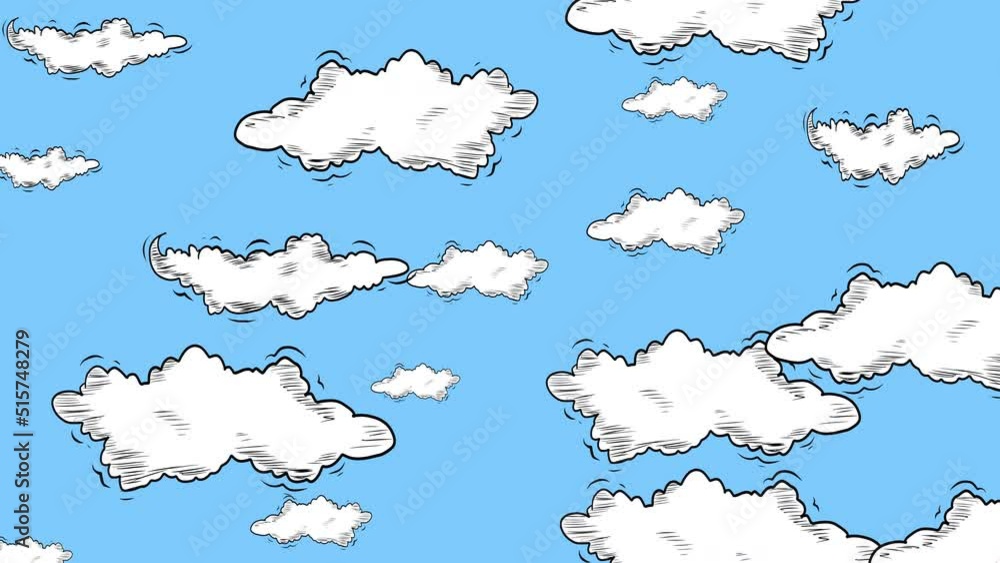 Cloudy sky animation. Animated Clouds timelapse in blue sky background ...