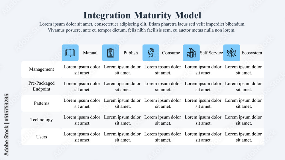 The Infographic template of five tiers integration maturity model ...
