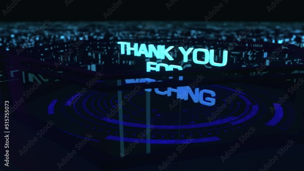 Thank you for watching 3D cinematic Hi tech technology title abstract ...