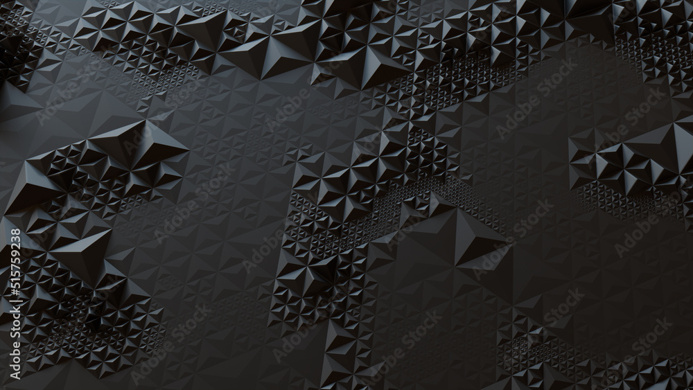 Dark Modern Surface with Triangular Pyramids. Black, Abstract 3d ...