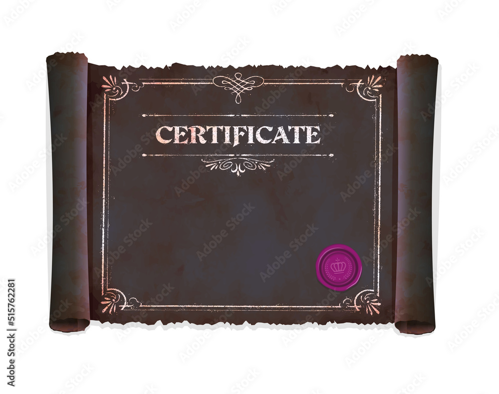 Old papaer with vintage certificate frame template illustration Stock ...