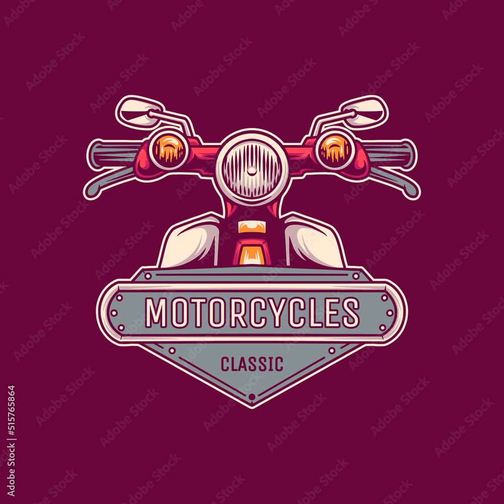 Classic Motorcycles Club Logo Illustration Stock Vector | Adobe Stock