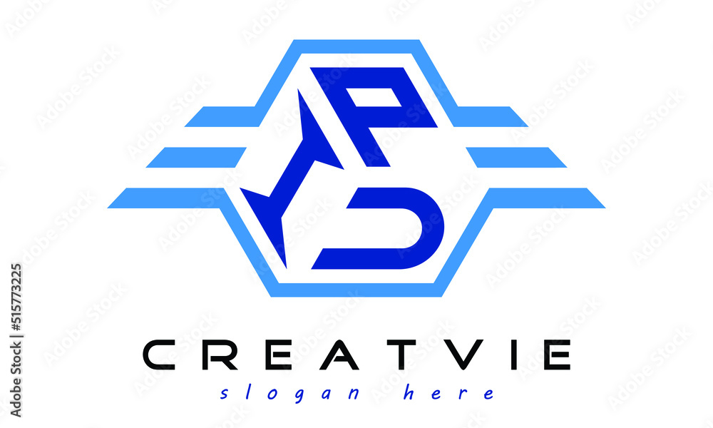 IPU three letter geometrical wings logo design vector template ...