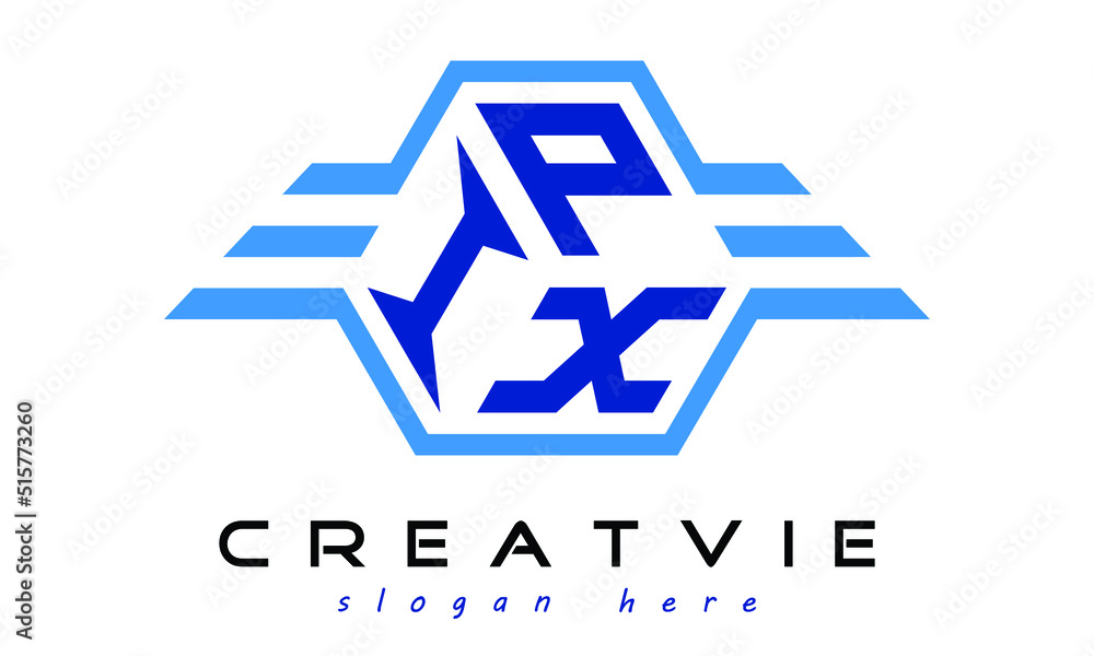 IPX three letter geometrical wings logo design vector template ...