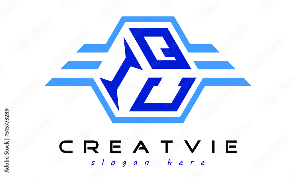 IQC three letter geometrical wings logo design vector template ...