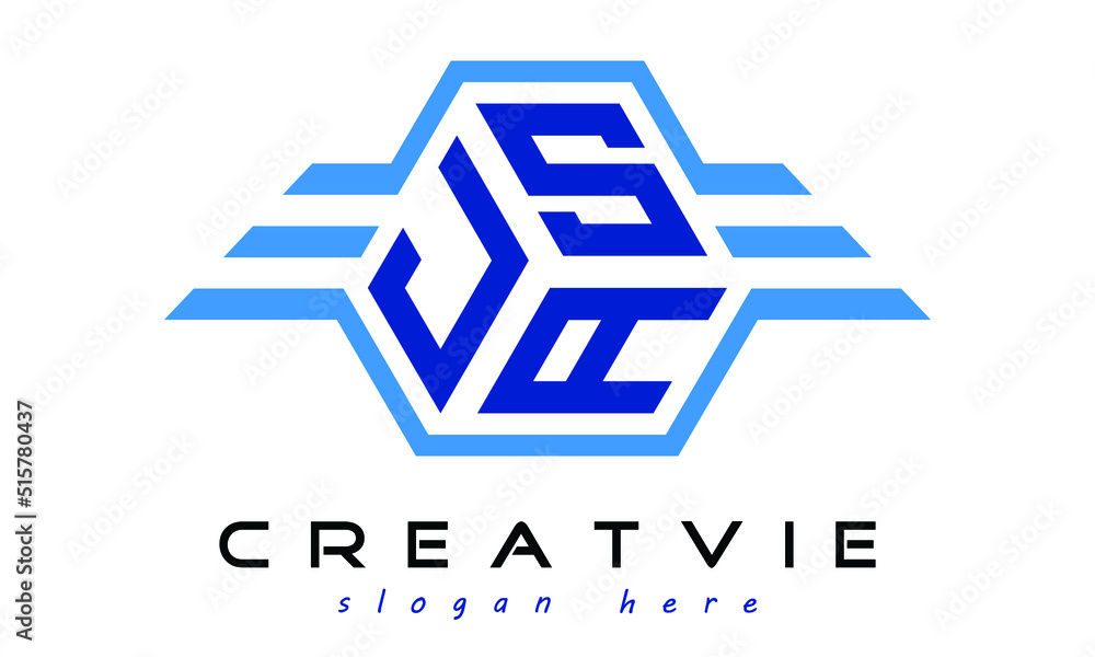 JSA three letter geometrical wings logo design vector template ...