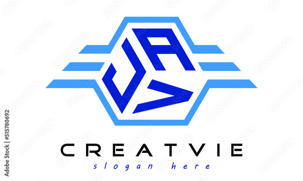 JAV three letter geometrical wings logo design vector template ...