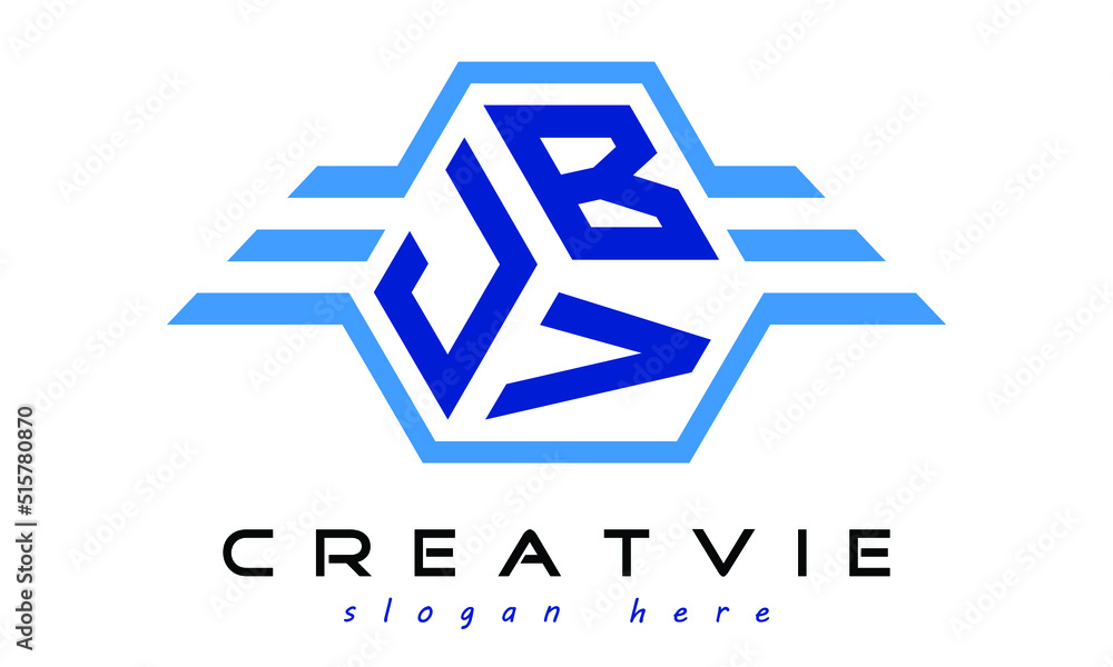 JBV three letter geometrical wings logo design vector template ...