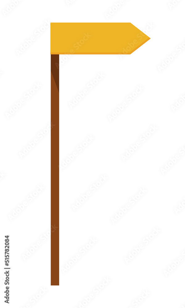 Yellow directional arrow semi flat color vector object. Route marker. Full sized item on white ...