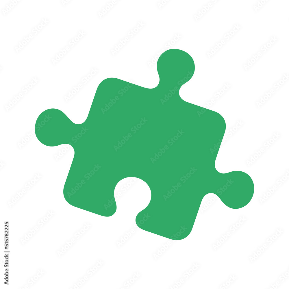 Green puzzle piece semi flat color vector element. Building strategy ...