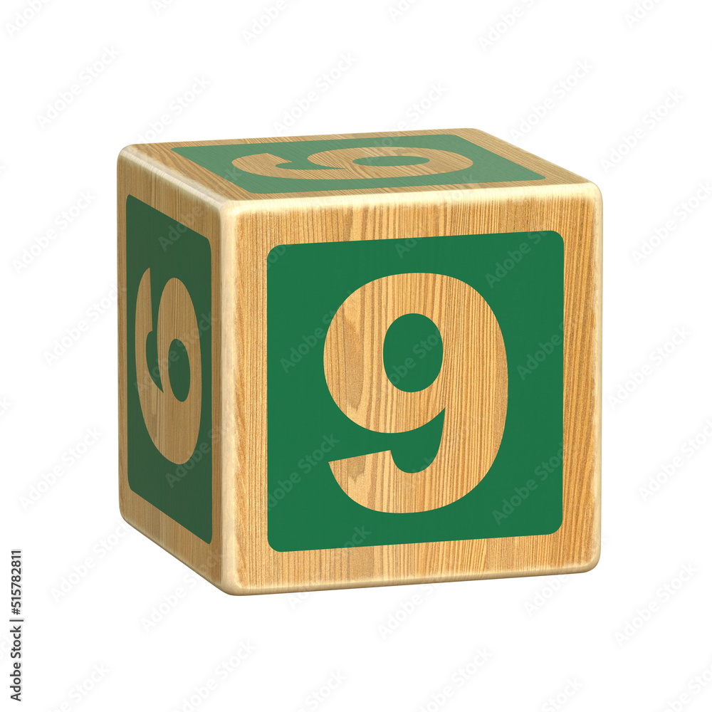 Number 9, Wooden Blocks font for Toddlers, Wood Alphabet Blocks, ABC ...