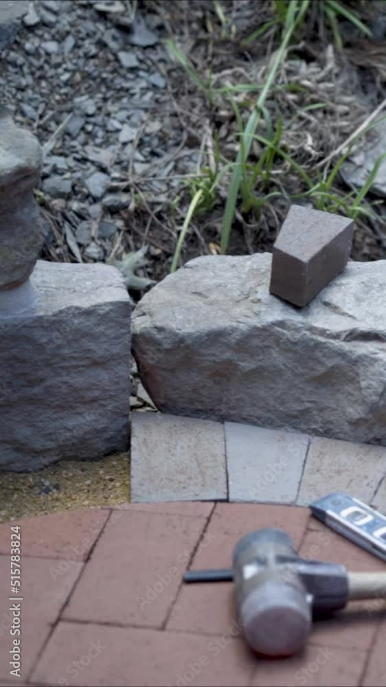 Construction zone detail showing the soldier course under construction ...