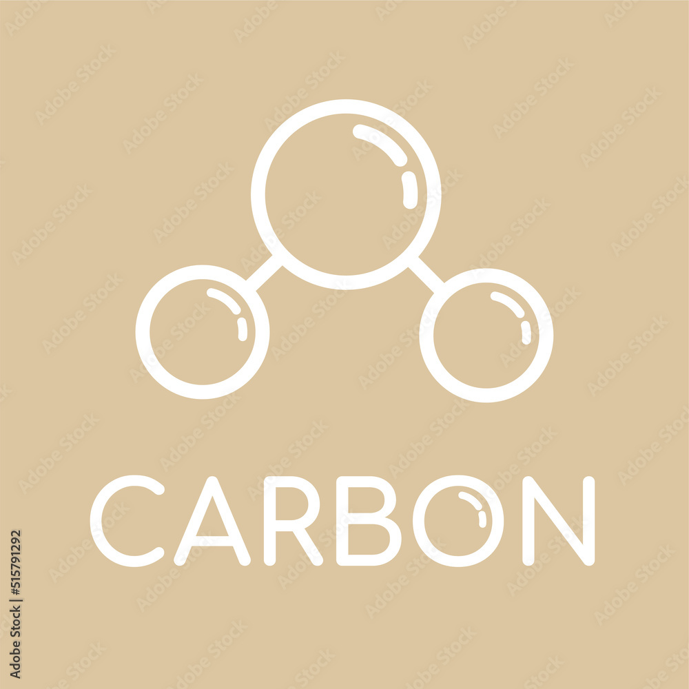 Carbon dioxide molecule icon. Linear style CO2 chemical element. Zero ...