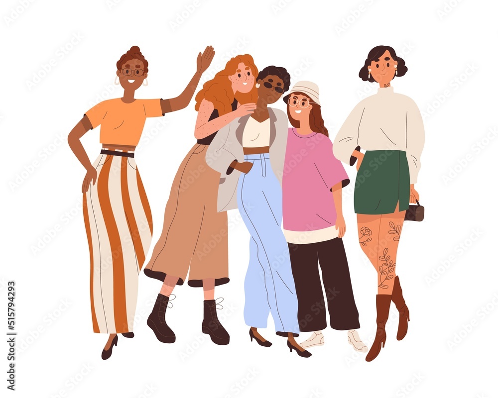 Diverse women portrait. Different girls community. Female friends ...