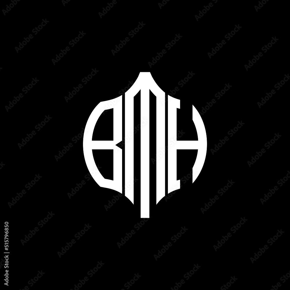 BMH letter logo. BMH best black background vector image. BMH Monogram ...