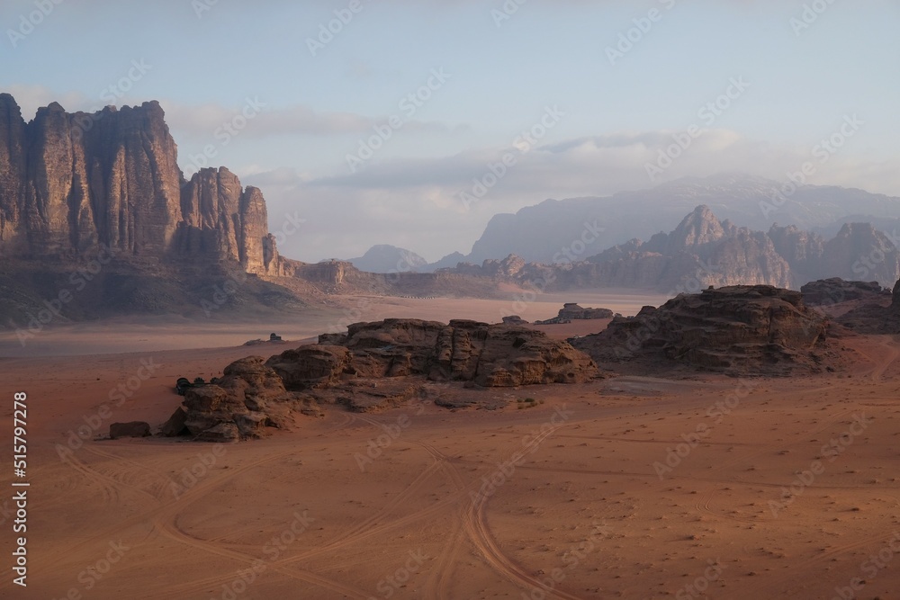 Amazing scenery of Wadi Rum desert looks like Mars. Jabal Al Qatar ...