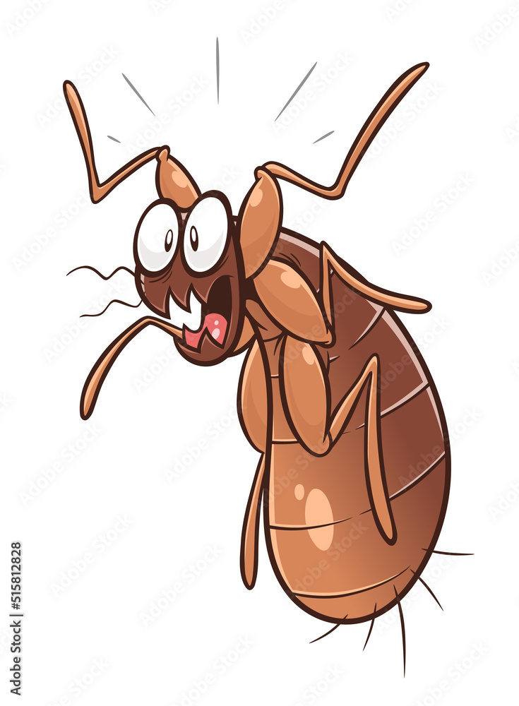 Scared cartoon flea on the white background. Cartoon flea series. Stock ...