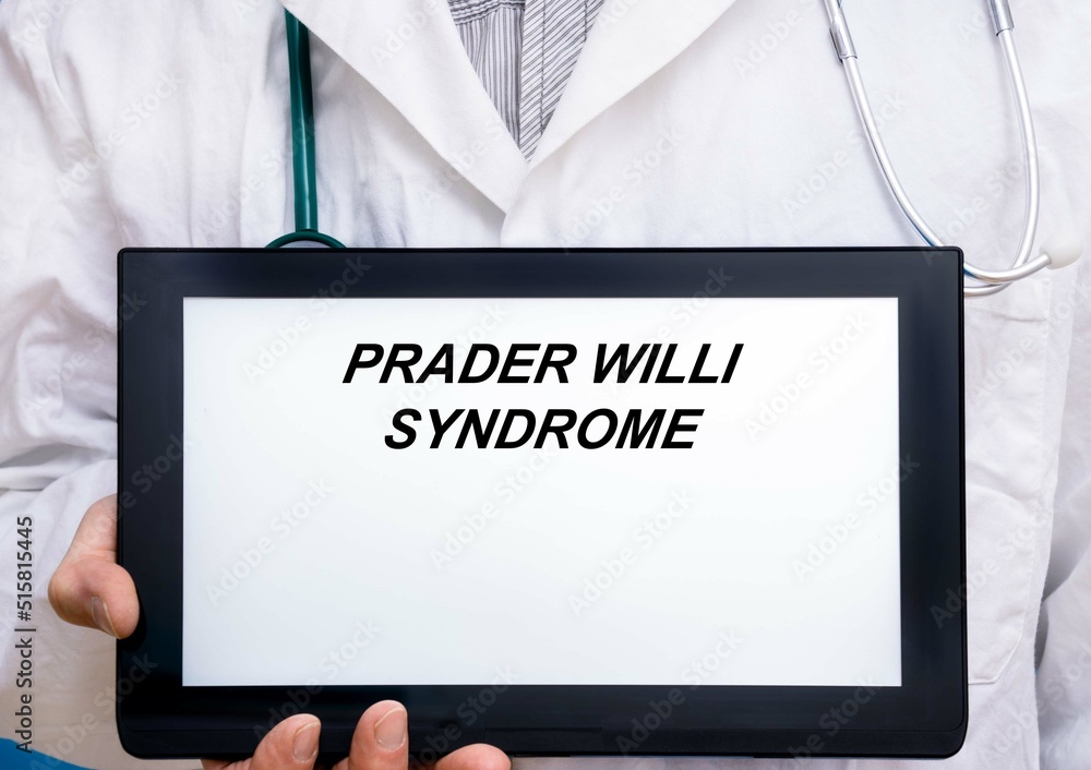 Prader Willi Syndrome. Doctor with rare or orphan disease text on ...