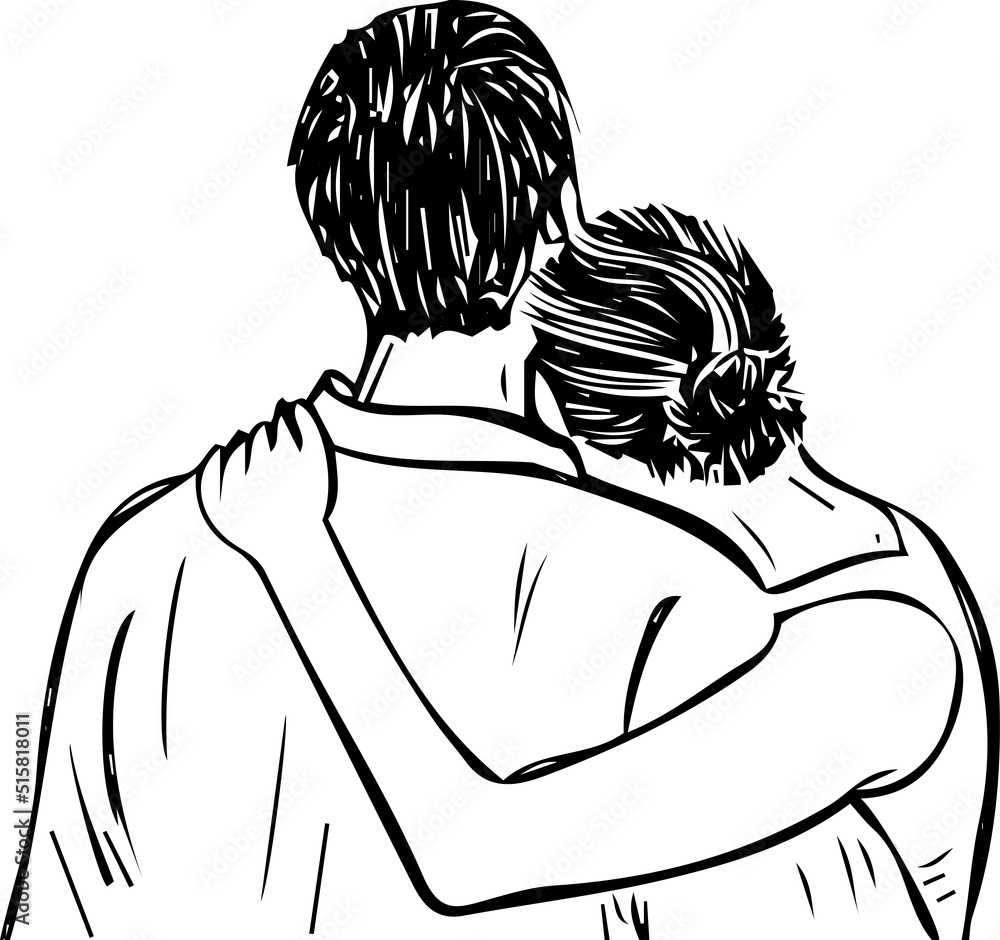 Boy And Girl Hugging Silhouette