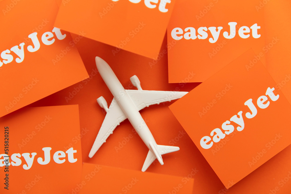 LONDON, UK - July 2022: Easy Jet airline company logo. Easy Jet are a ...