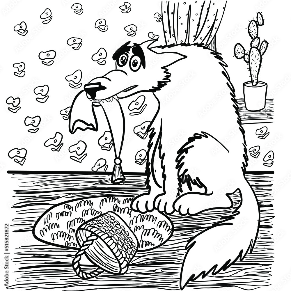 Coloring page with the wolf that ate Grandma and Little Red Riding Hood ...