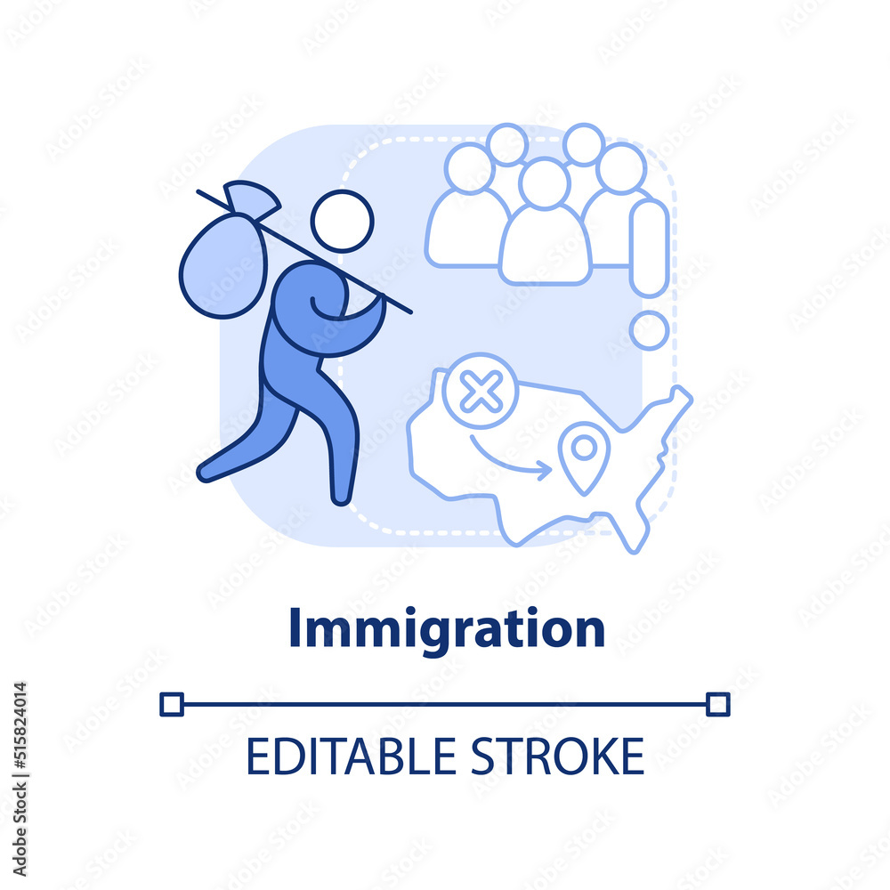 Immigration light blue concept icon. Aliens social problem ...