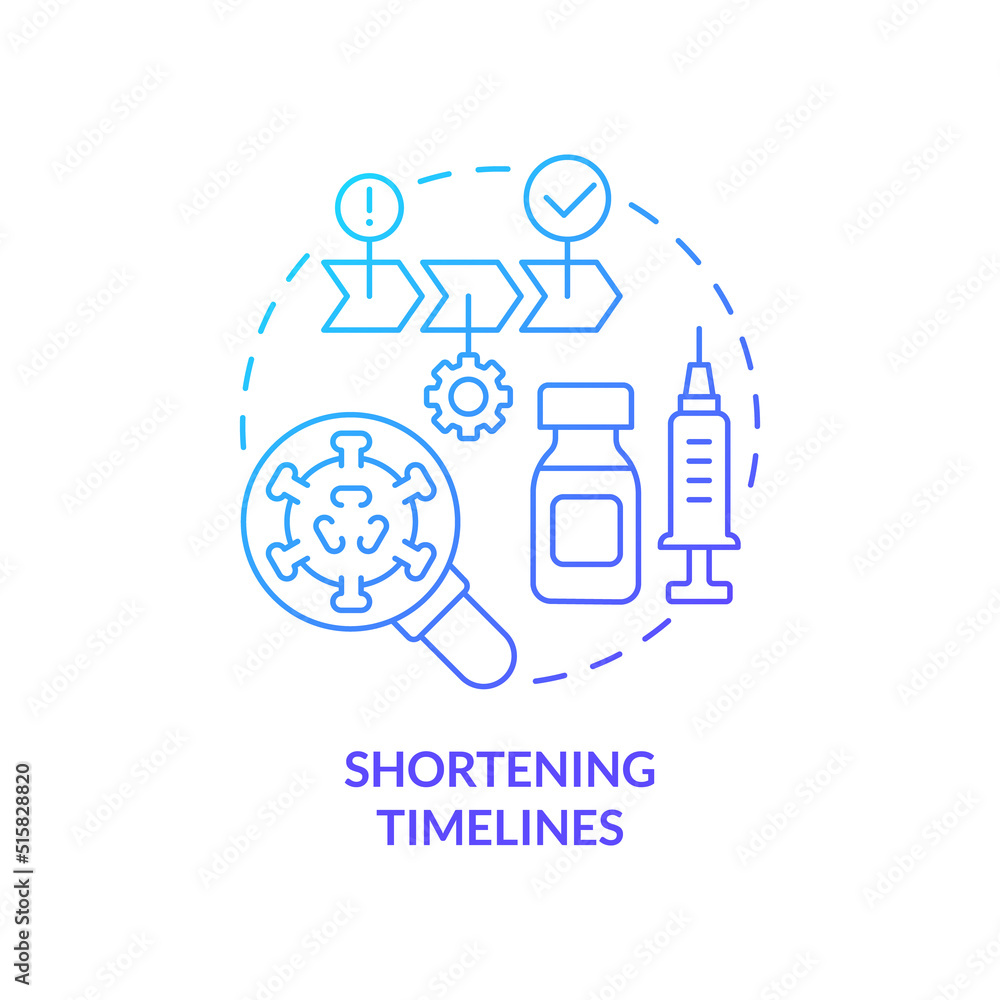 Shortening timelines blue gradient concept icon. Struggle viruses. Goal for pandemic ...