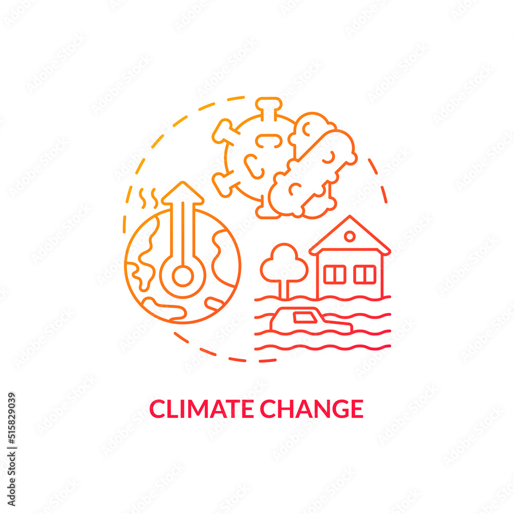 Climate change red gradient concept icon. Weather and infections ...