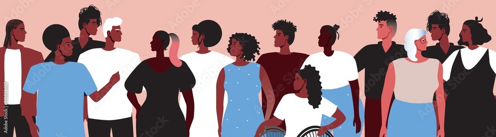 Crowd of people from African community, flat vector stock illustration ...