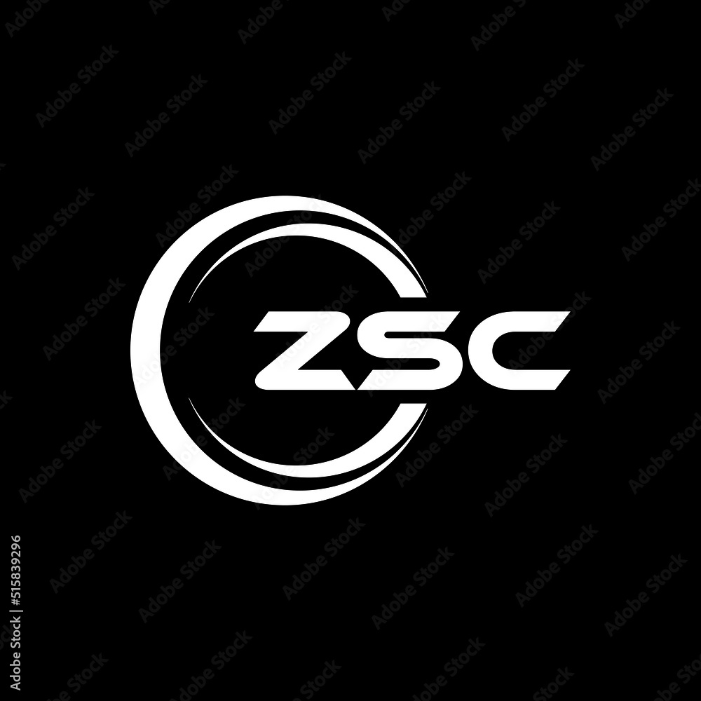 ZSC letter logo design with black background in illustrator, cube logo ...