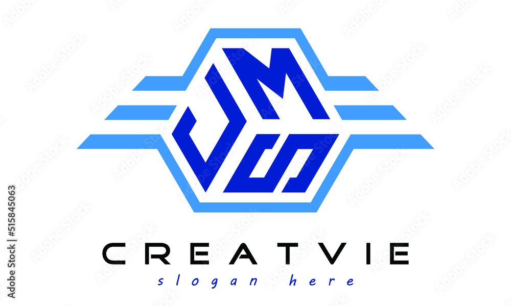 JMS three letter geometrical wings logo design vector template ...