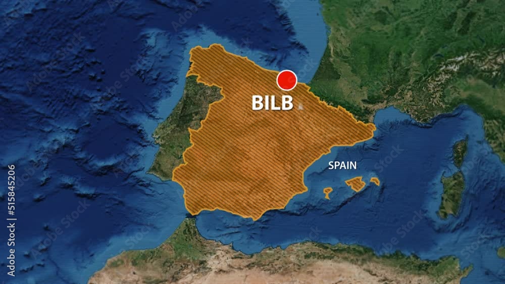 Designation of the borders of Spain on the map and the mark of the ...