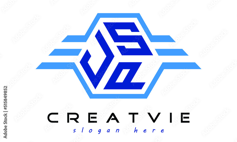 JSP three letter geometrical wings logo design vector template ...