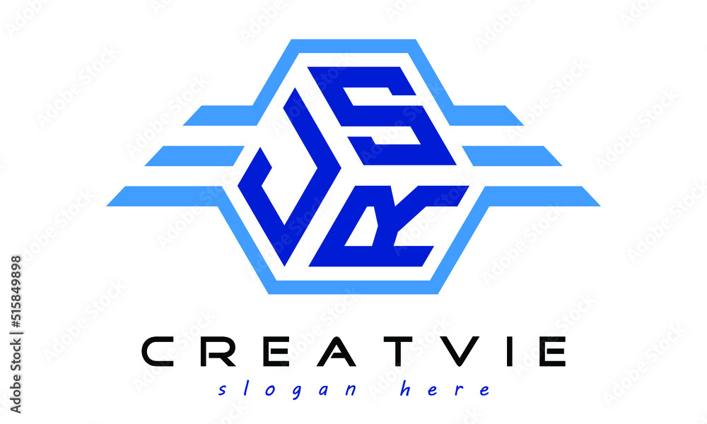 JSR three letter geometrical wings logo design vector template ...