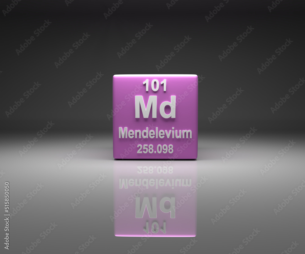 Cube with Mendelevium number 101 periodic table Stock Illustration ...