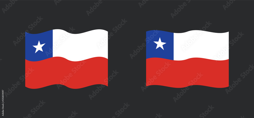 Flag of Chile. Set of chilean national symbol in different waving ...