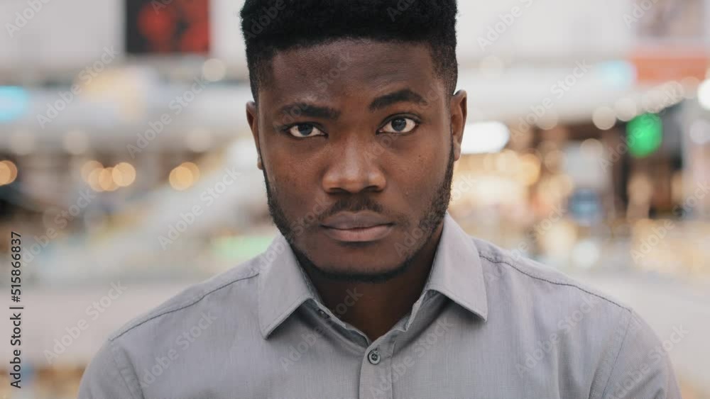 Male portrait serious pensive african american man looking at camera ...