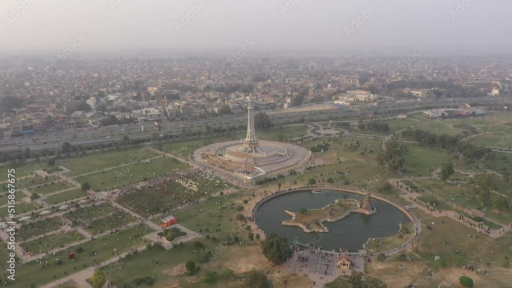 Lahore City Minar-e-Pakistan Drone View - Eiffel Tower Of Pakistan ...