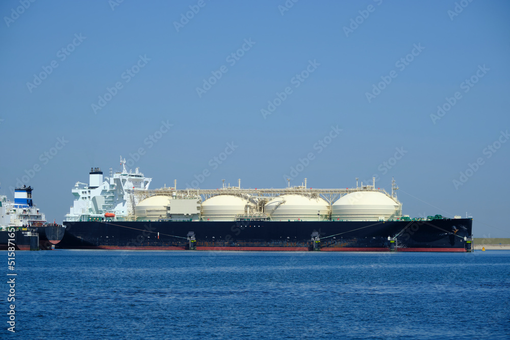 MAASVLAKTE, NETHERLANDS - Gas carrier tanker with no smoking sign is ...