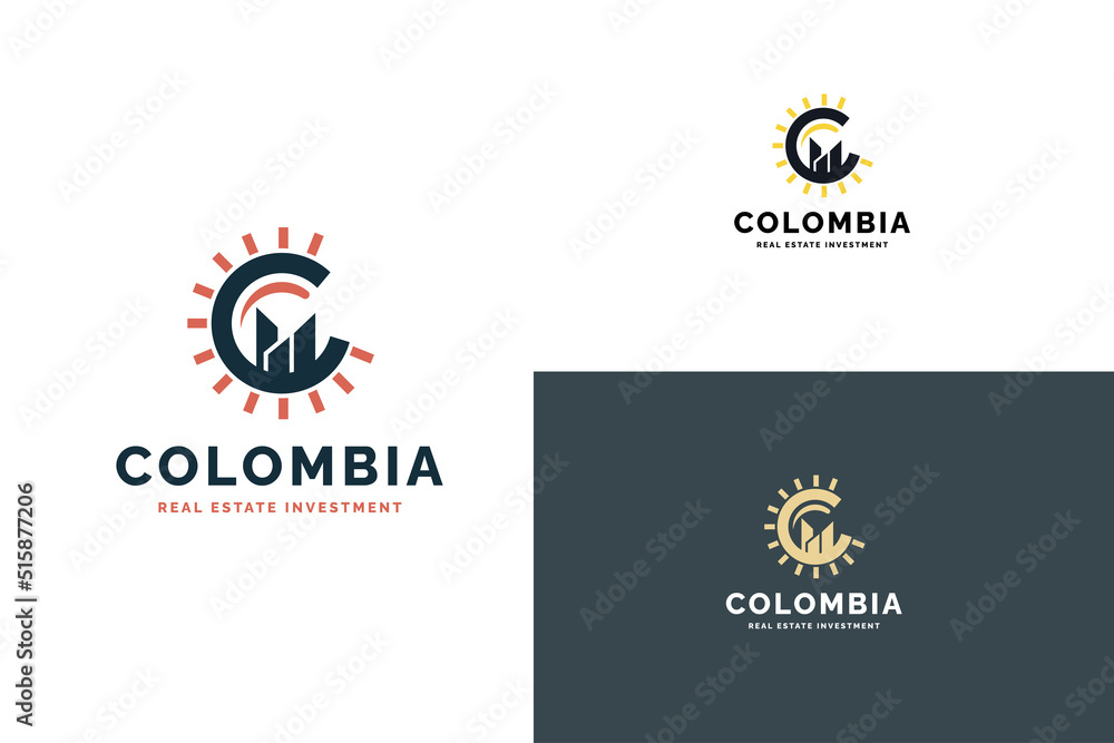 Initial letter C with building logo design vector illustration. Stock ...