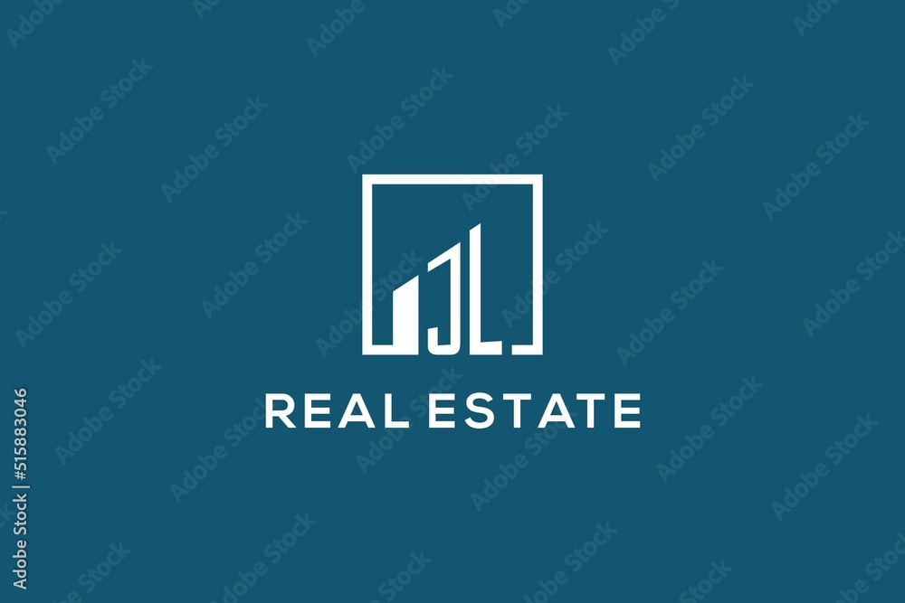 Letter JL square line with building logo design, creative monogram logo ...