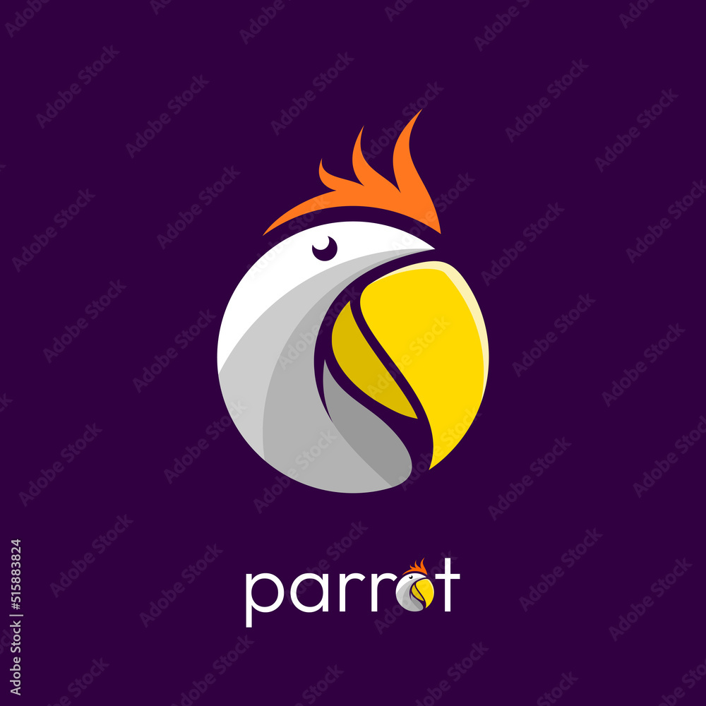 Parrot head logo design inspiration Stock Vector | Adobe Stock