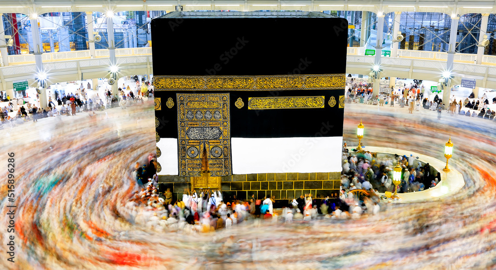 Crowd of people making Tawaf around The Holy Kaaba in Makkah during ...